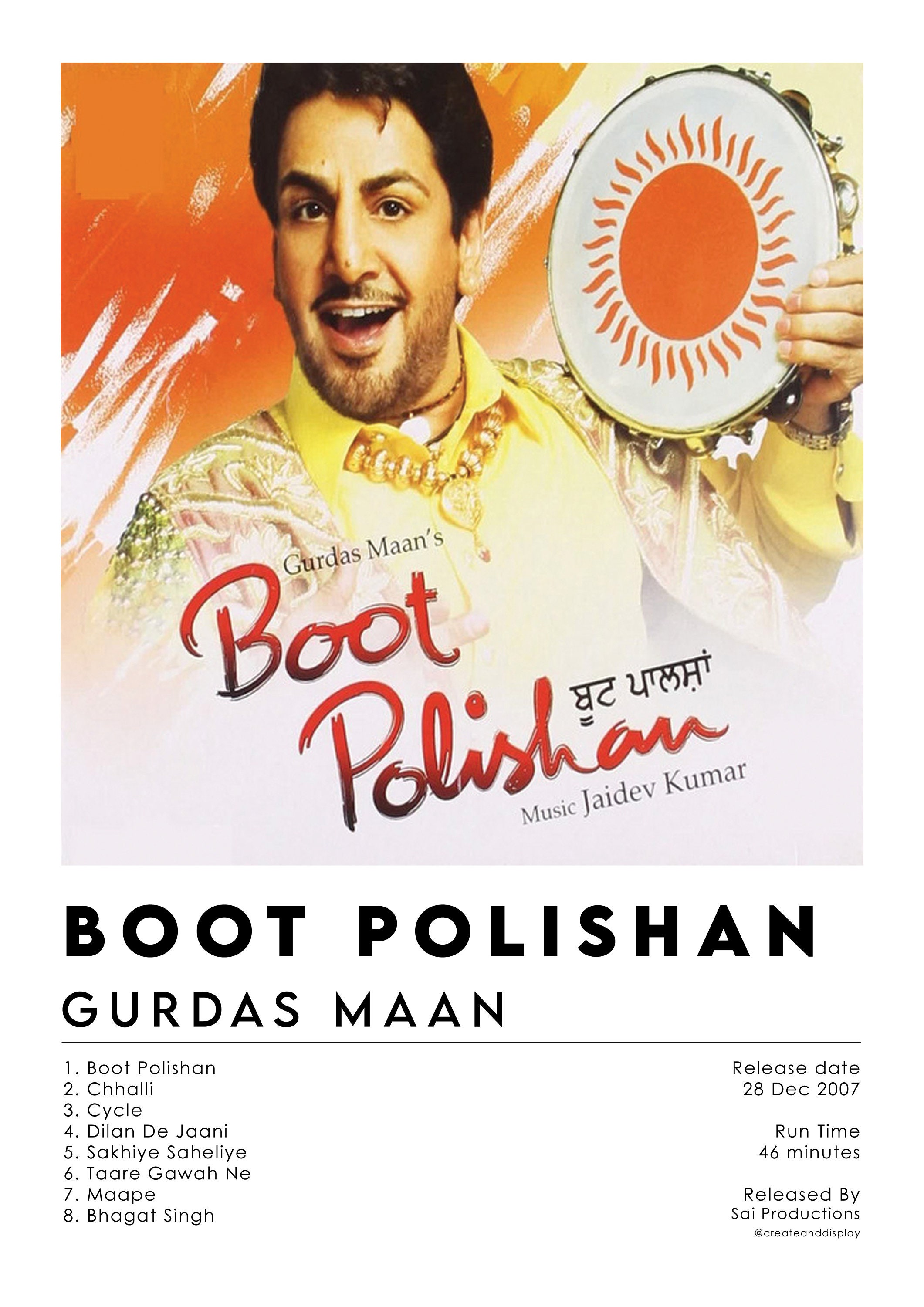 Gurdas Maan – Boot Polishan Album Poster | Folk Indian Music Wall Art ...