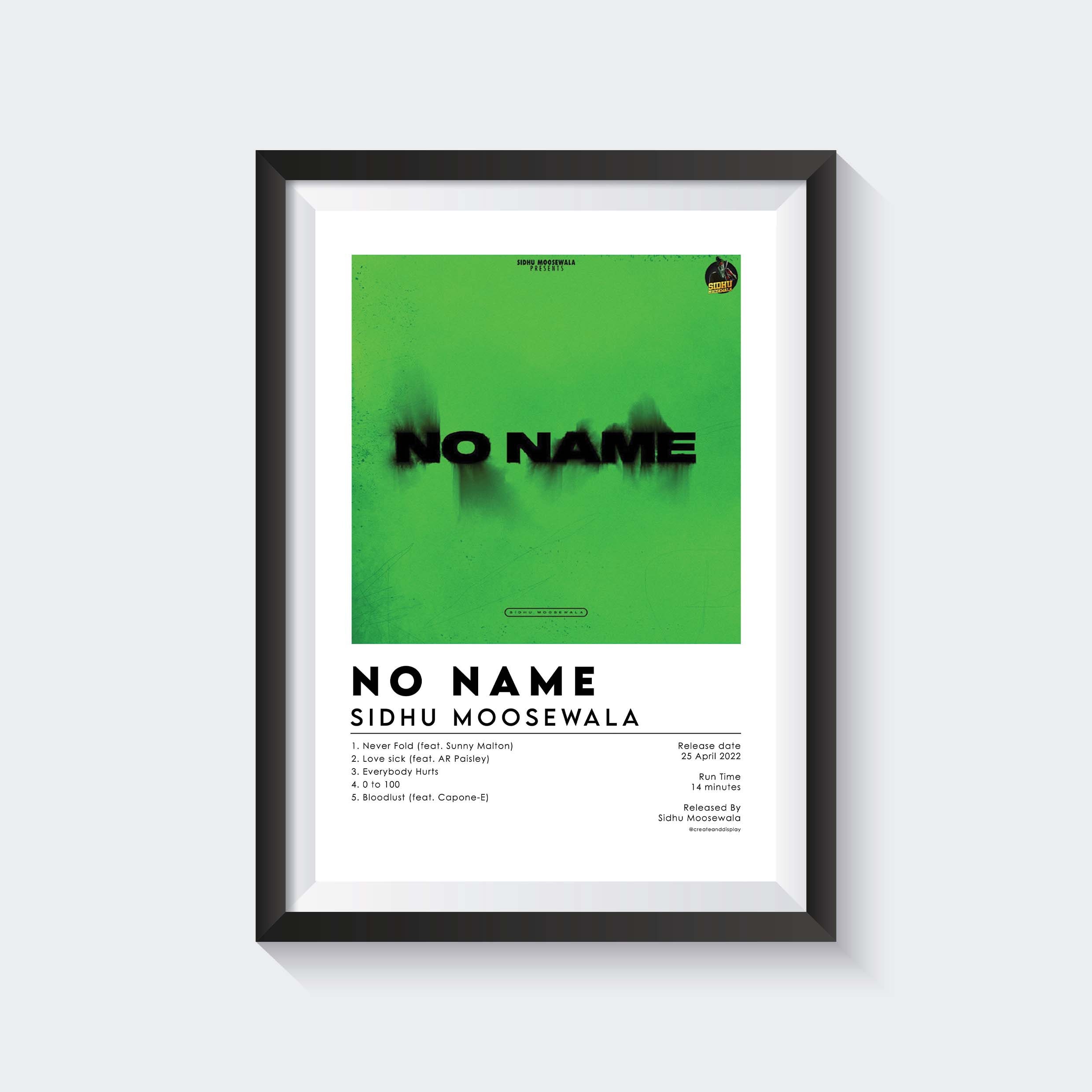 Sidhu Moosewala No Name Album Poster | Punjabi Song Poster| Indian ...