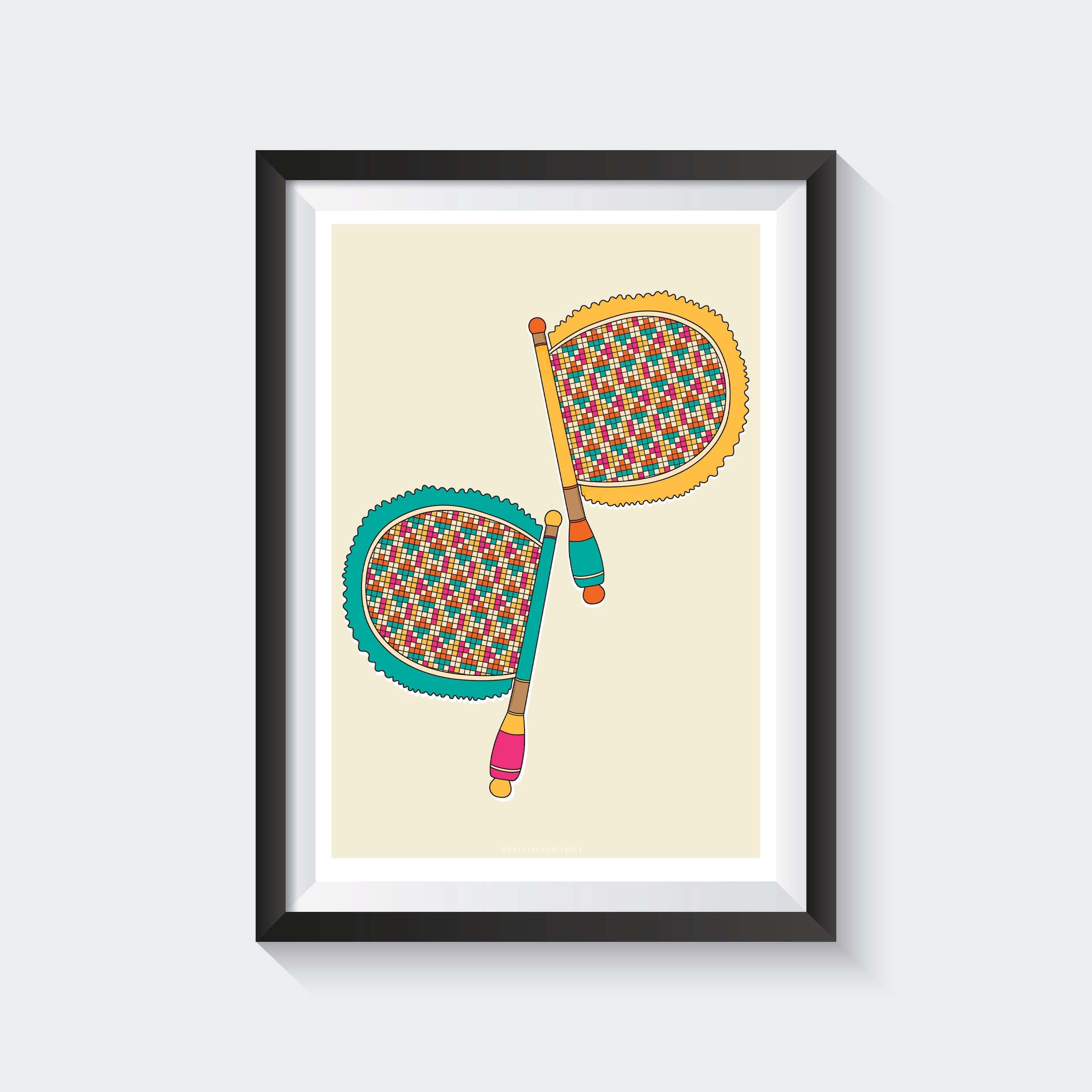 Traditional Punjabi Pakhi Print Indian Hand Fan Wall Art - Etsy