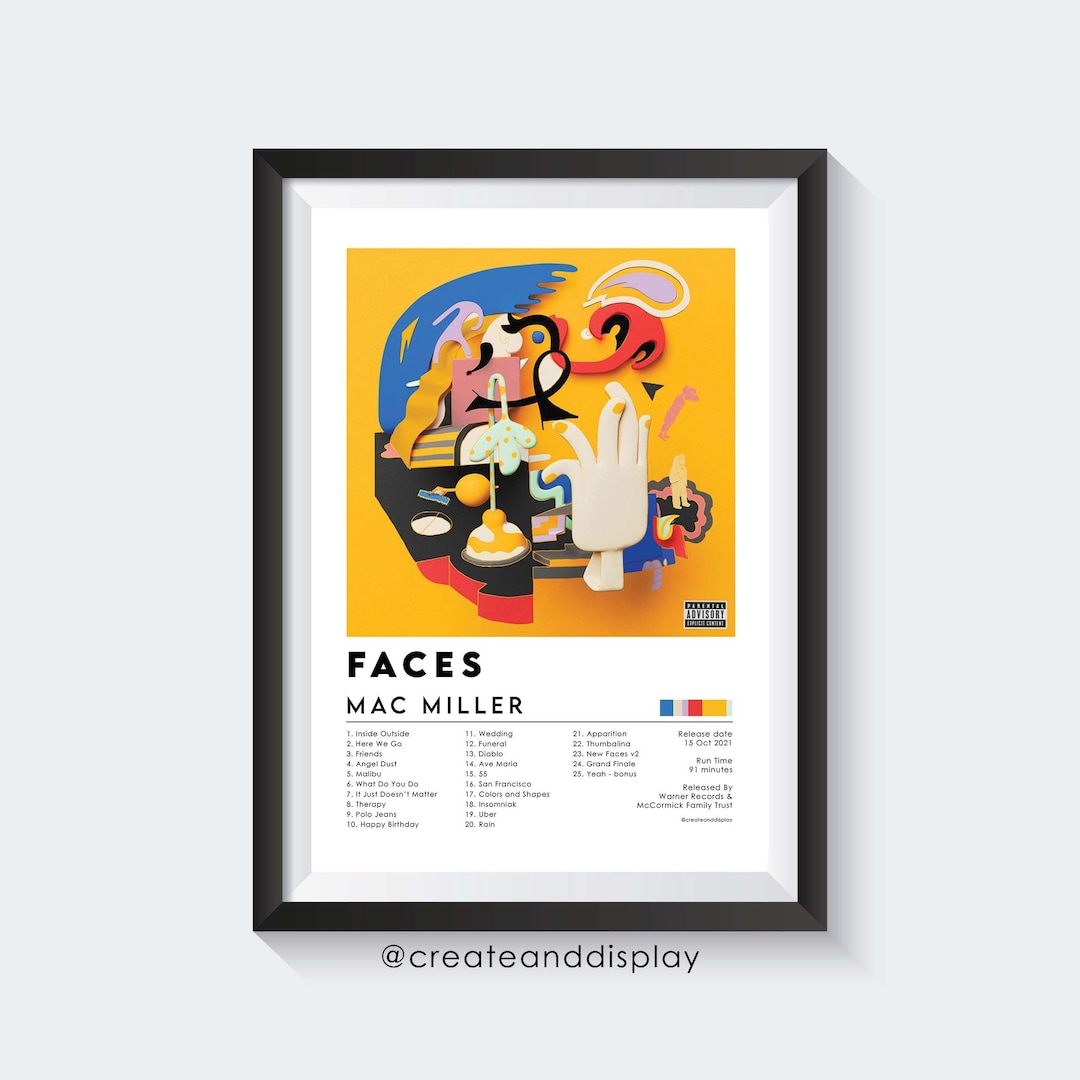 Mac Miller Affiche Dalbum Faces Album Dart Mural Mac Miller Merch