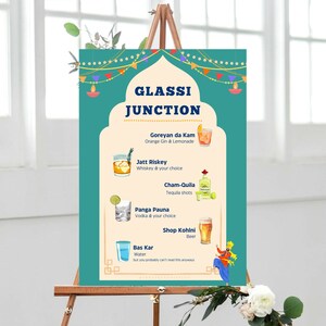 Glassi Junction Drinks Sign - Indian Wedding Poster - Digital Welcome ...
