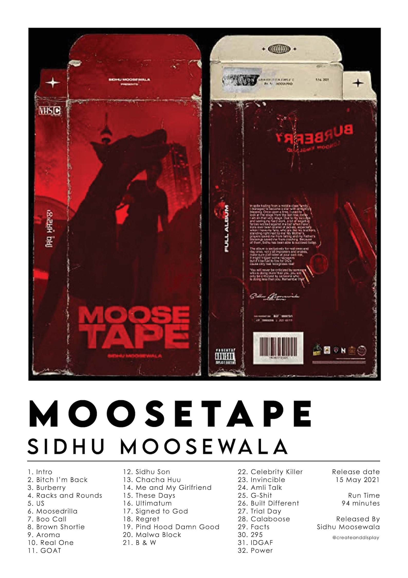 Sidhu Moosewala Moosetape Album Poster | Punjabi Song Poster| Indian ...