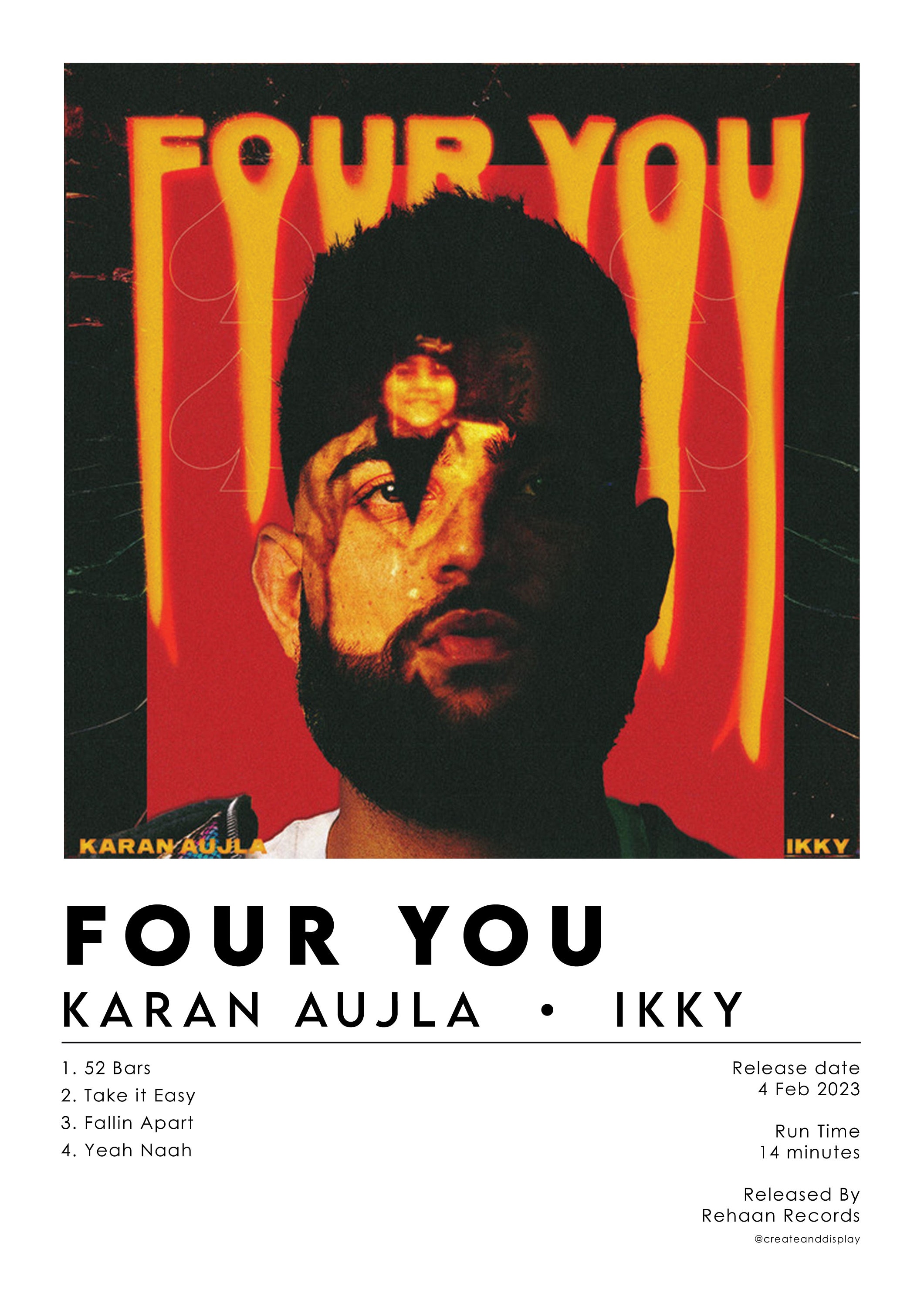 Karan Aujla - Four You - DIGITAL - Album Poster | Punjabi Song Poster ...