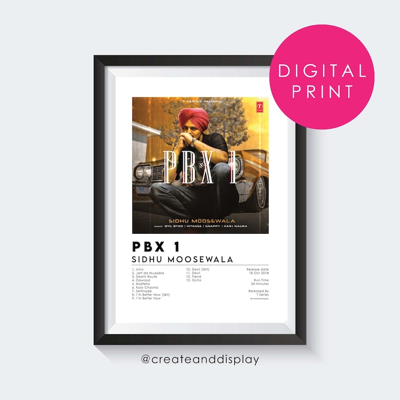 Sidhu Moosewala PBX 1 - DIGITAL - Album Poster | Punjabi Song Poster ...