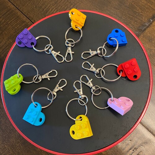 Lego Brick Heart Keychain - Etsy
