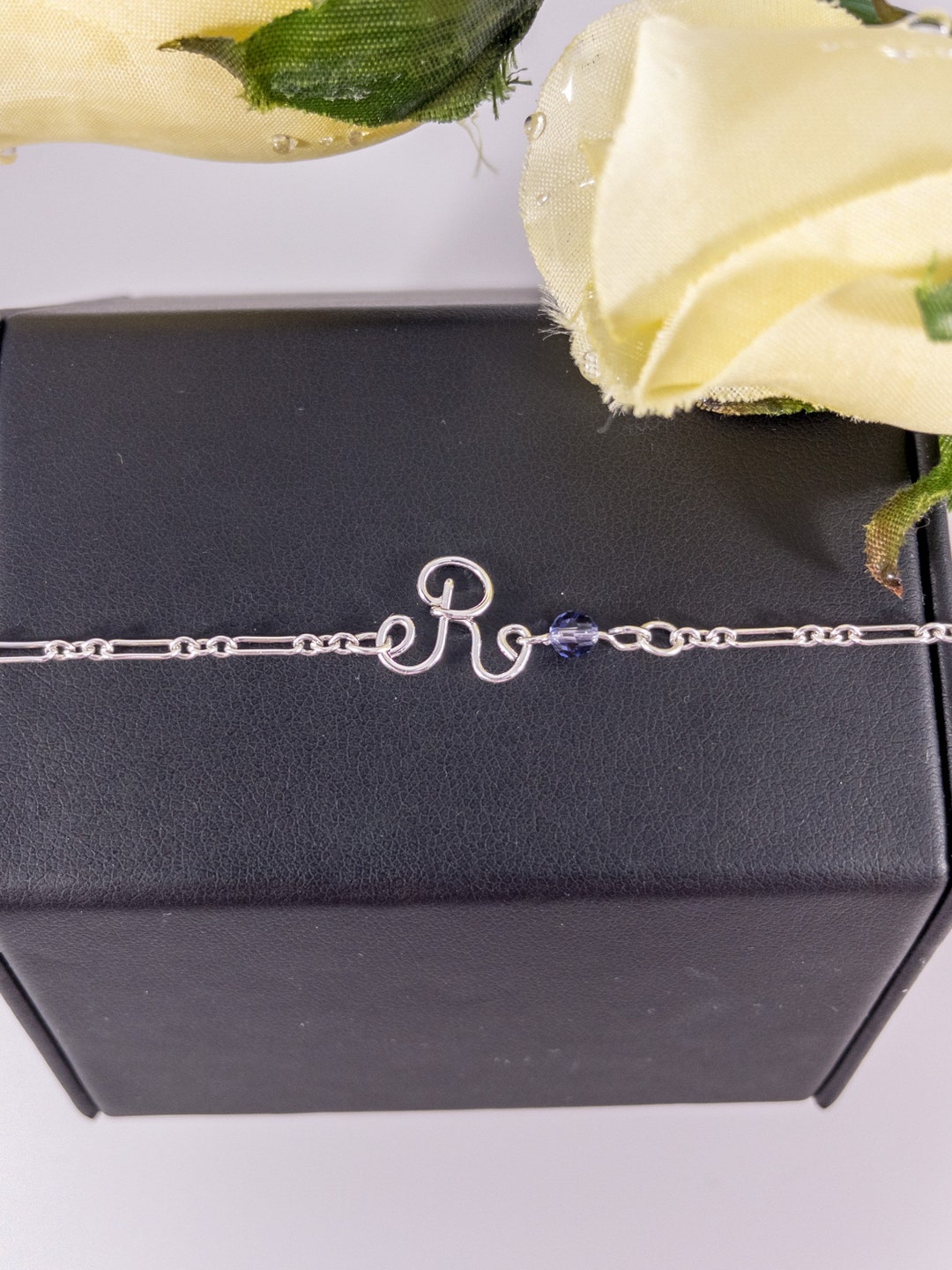 Argentium Silver Capital Initial R Bracelet With Long and Short Link ...