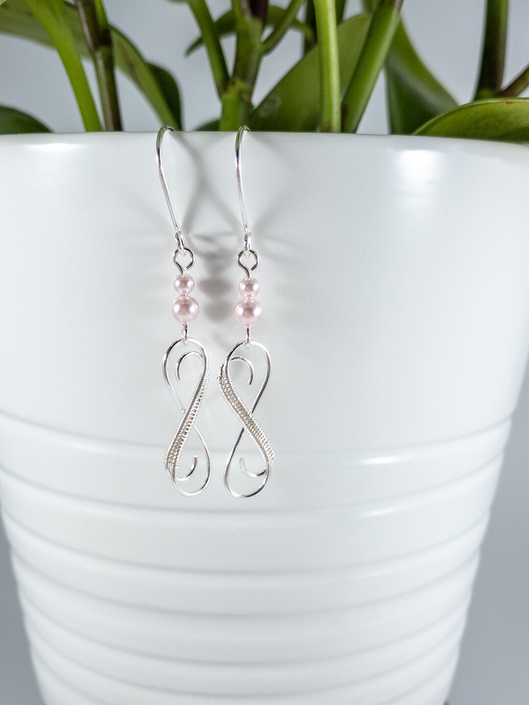 Sterling Silver Infinity Symbol Earrings With Swarovski Pearls ...