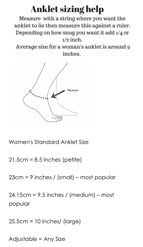 Average women's anklet size store