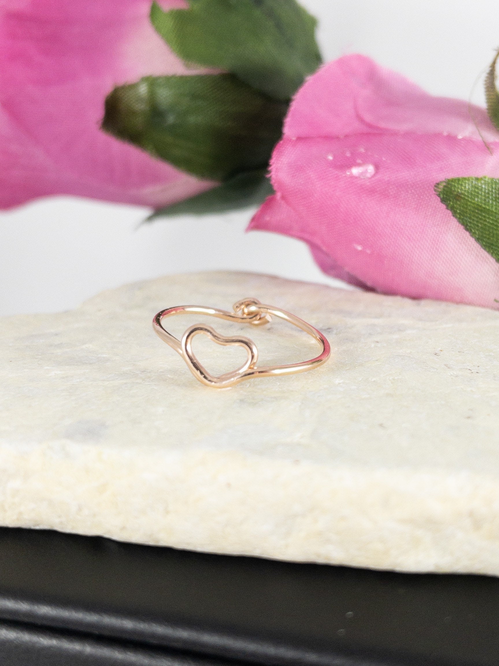 Rose Gold Filled Simple Heart Ring Anniversary Gift Gifts | Etsy