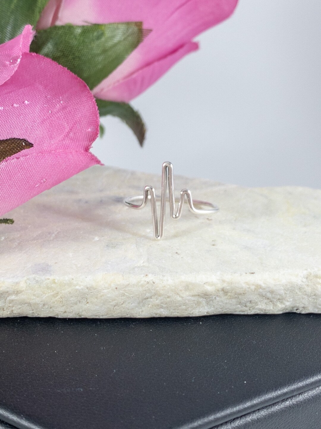 Simple Silver Heartbeat Ring, Gift for Nurses and Doctors, Personalized ...