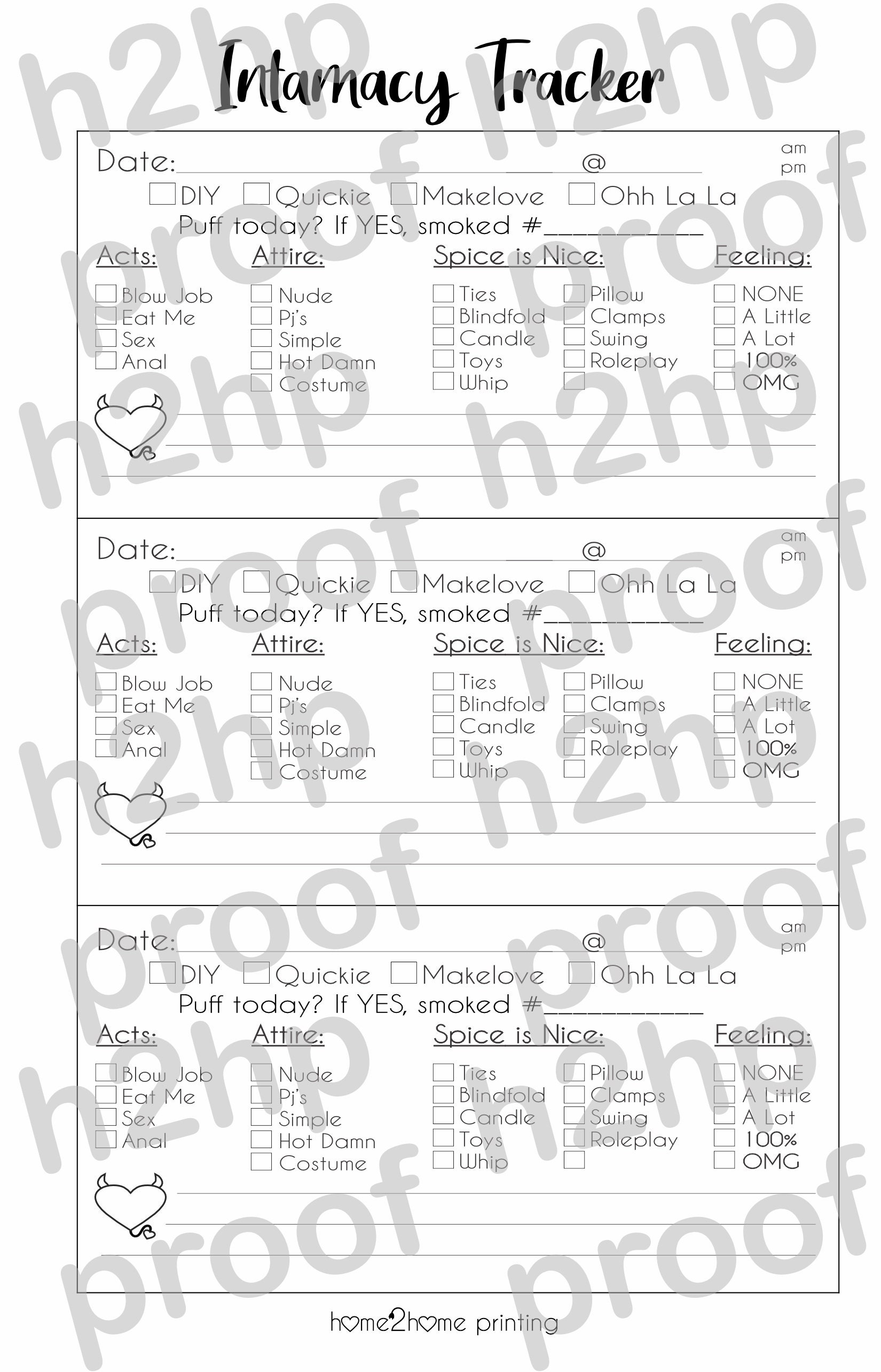 Intimacy Tracker Printable / Relationship Worksheets / Date Night ...