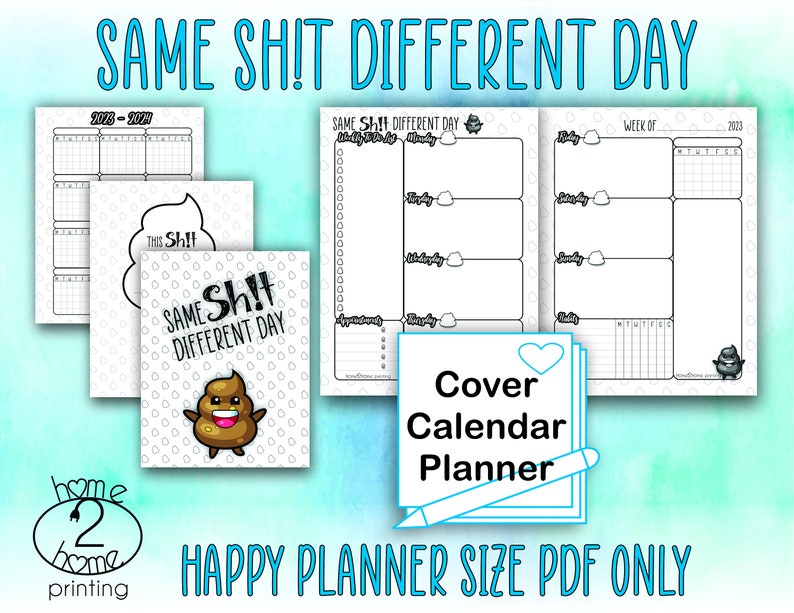 Same Shit Different Day Weekly Planner Printable / Sarcastic Swear Word Humorous Planner ...