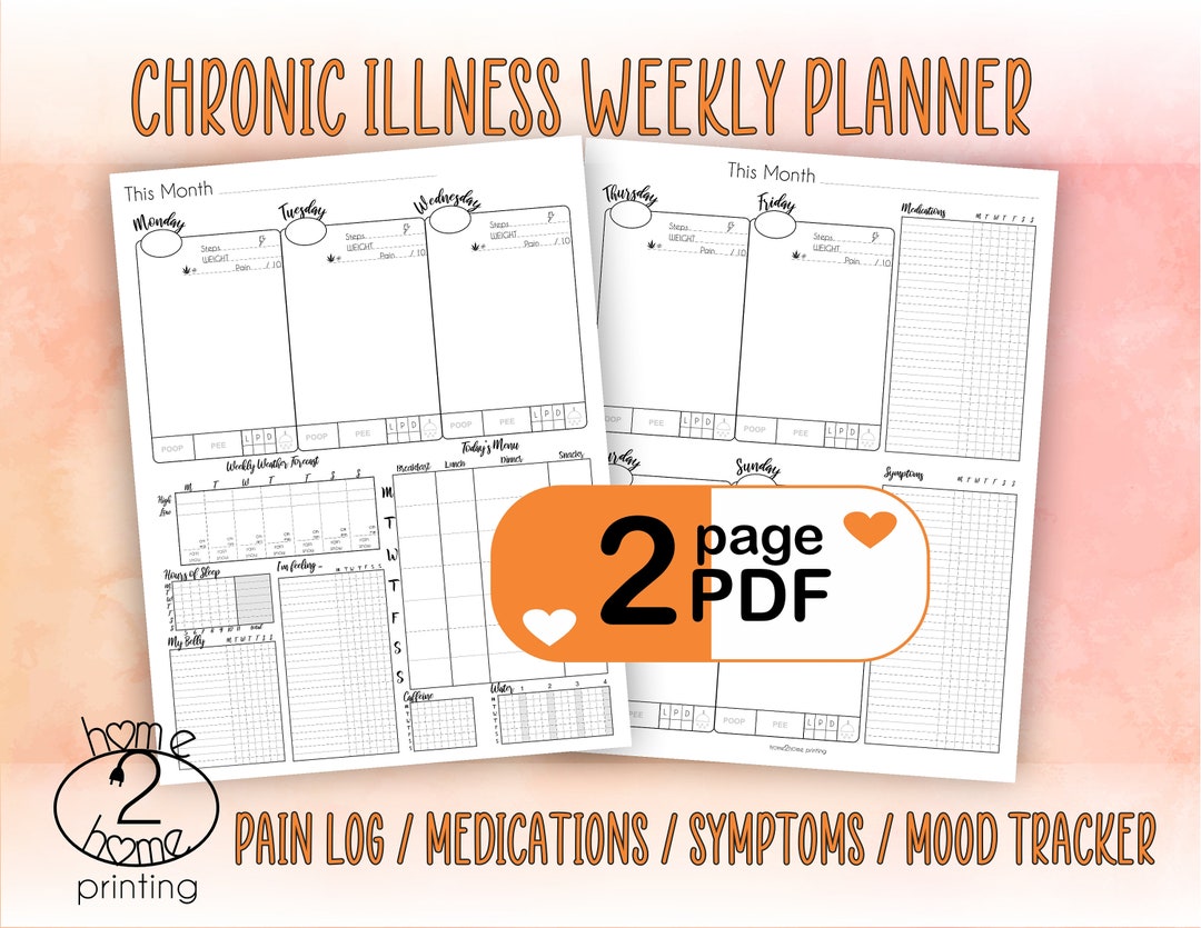 Chronic Illness Weekly Planner Insert/ Cannabis Tracker / Spoonie Diary ...
