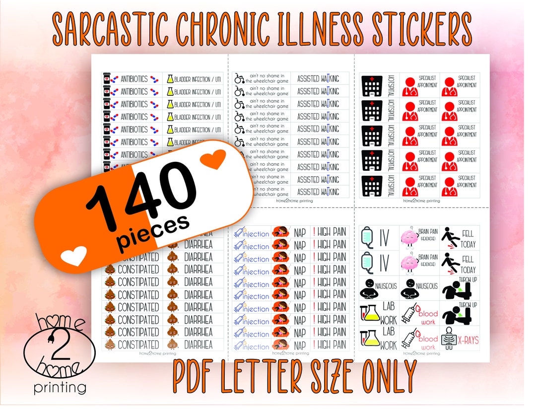 Humorous Chronic Illness Stickers / Sarcastic Sticker Sheet / Spoonie ...