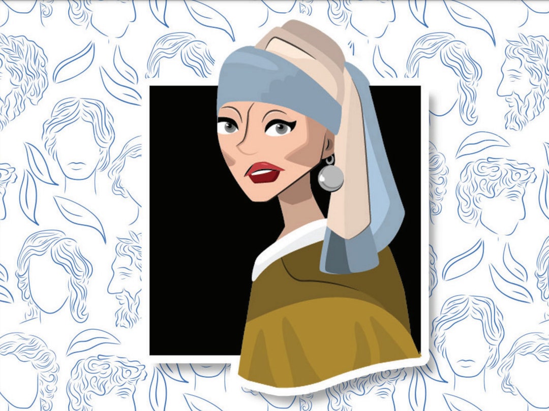 Girl With A Pearl Earring, Sticker, Art History Sticker, Comic Book ...