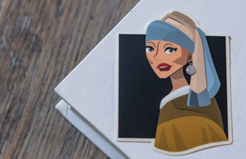 Girl With A Pearl Earring, Sticker, Art History Sticker, Comic Book ...