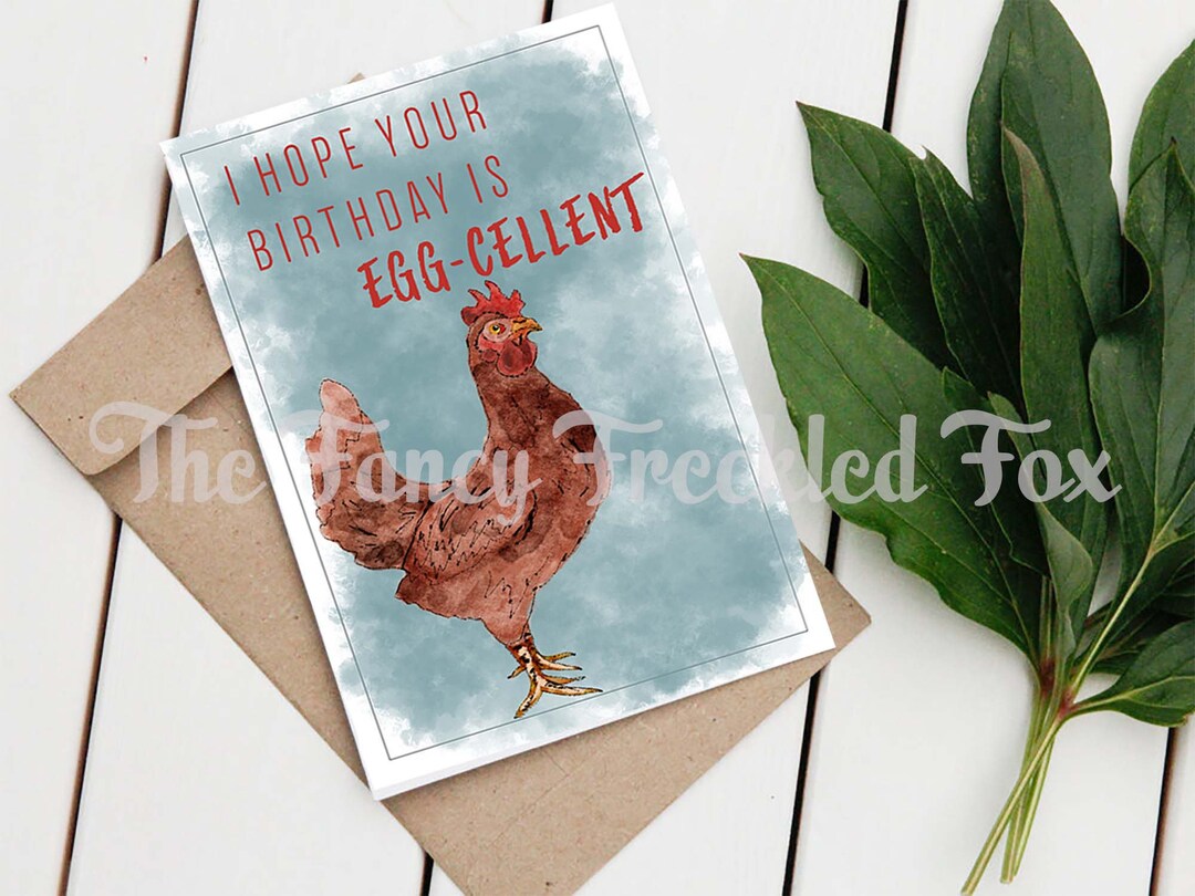 Downloadable Chicken Birthday Card Watercolor Farmhouse Card Printable ...