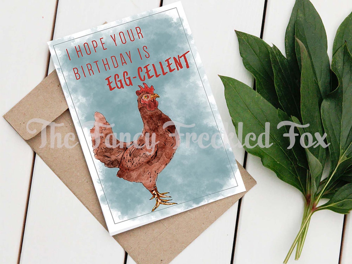 Downloadable Chicken Birthday Card Watercolor Farmhouse Card Printable ...