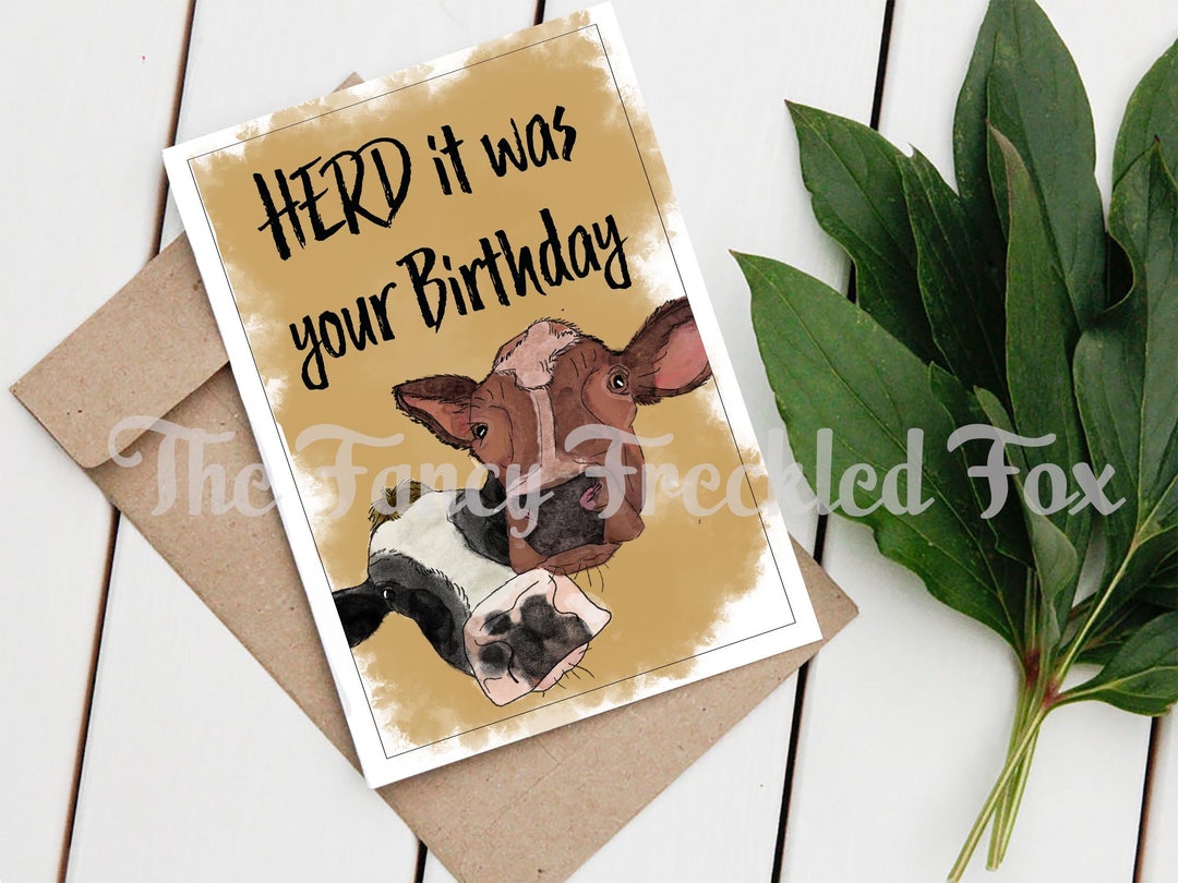 Herd It Was Your Birthday Printable Download Digital Birth Day Card ...