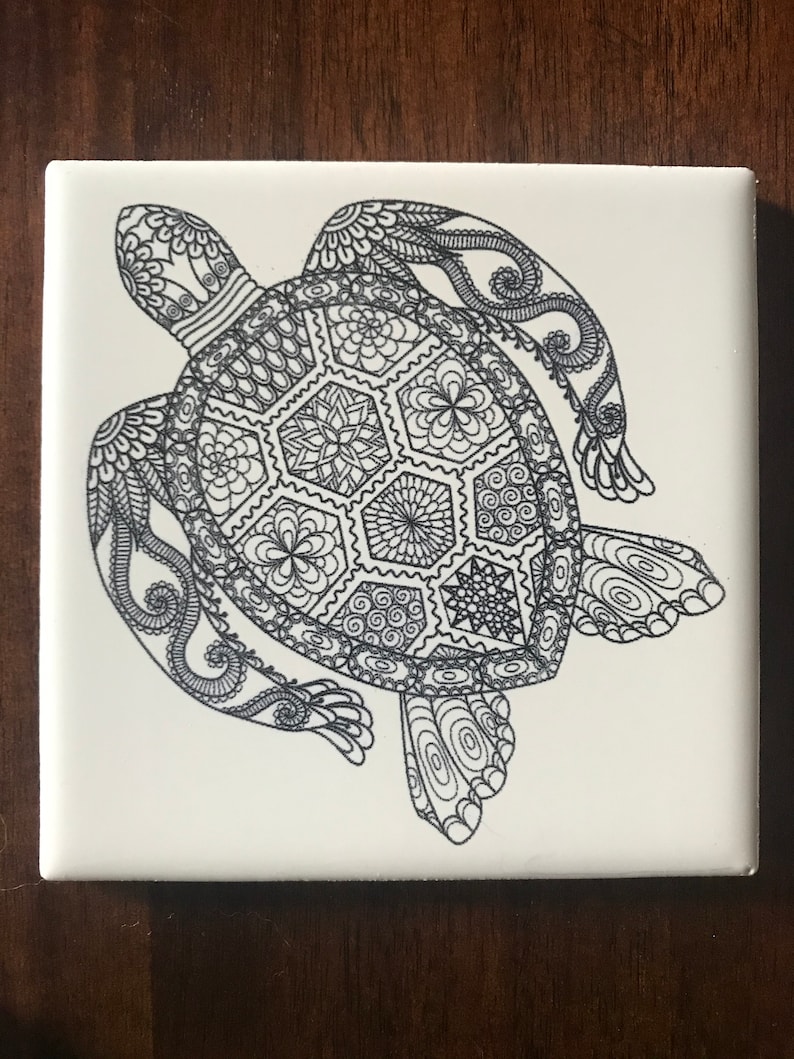 Engraved Sea Turtles on Ceramic Tile Coasters | Etsy