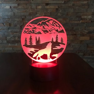 Howling Wolf 7 Color LED Color Changing Laser Cut Acrylic Lamp - Etsy