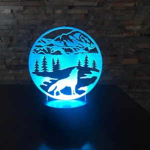 Howling Wolf 7 Color LED Color Changing Laser Cut Acrylic Lamp - Etsy