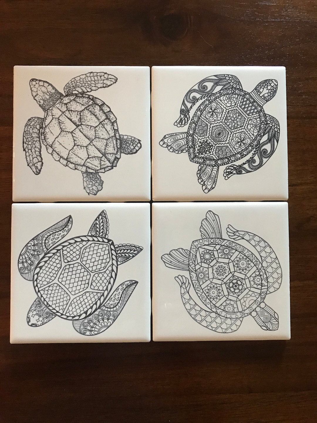Engraved Sea Turtles on Ceramic Tile Coasters - Etsy