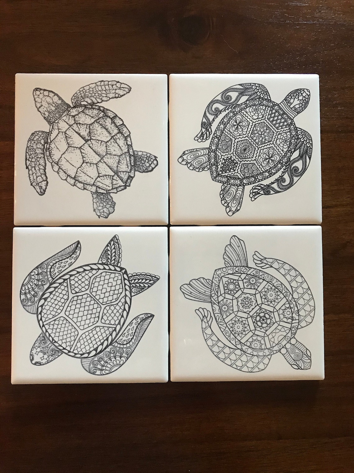 Engraved Sea Turtles on Ceramic Tile Coasters | Etsy