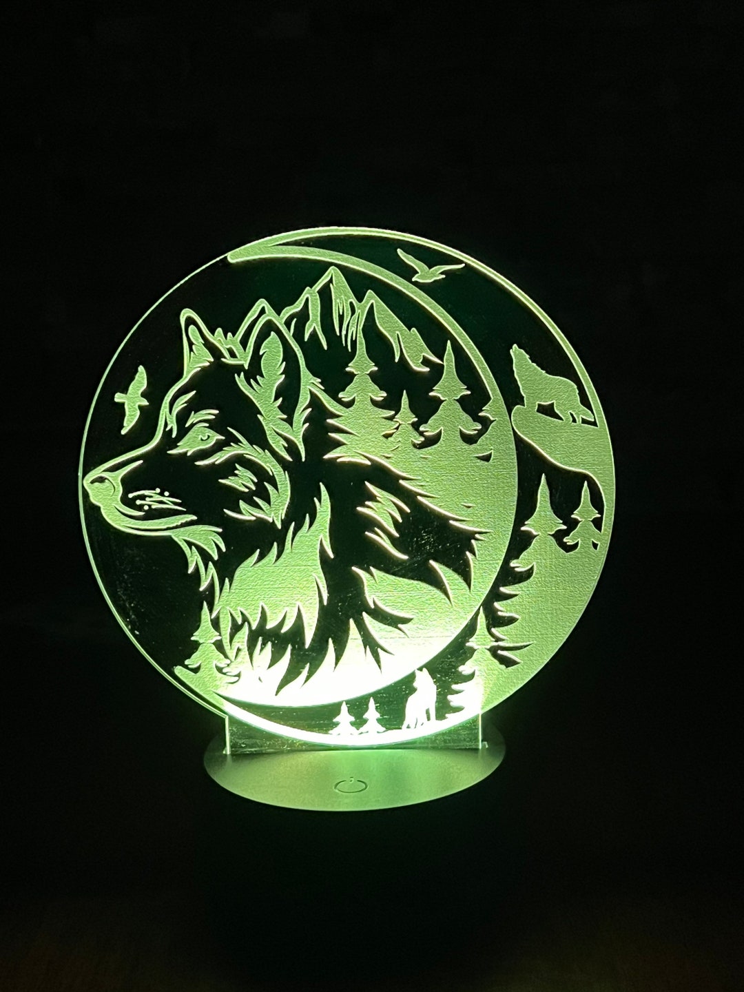 Wolf 7 Color LED Color Changing Laser Cut Acrylic Lamp - Etsy Australia