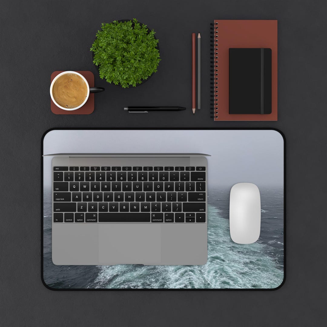 Rough Seas Desk Mat, Ocean Waves Desk Accessory, Coastal Office Decor ...