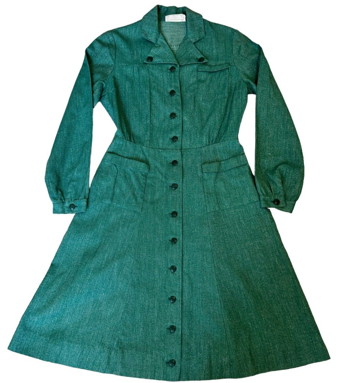 VINTAGE 1940's Girl Scout Leader Dress Unworn Condition Green Cotton ...