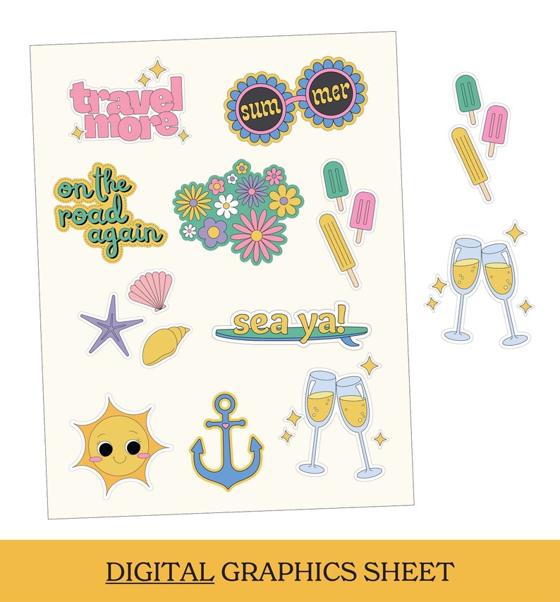 Digital Graphics / PDF / Digital Download / Printable Diy Stickers ...