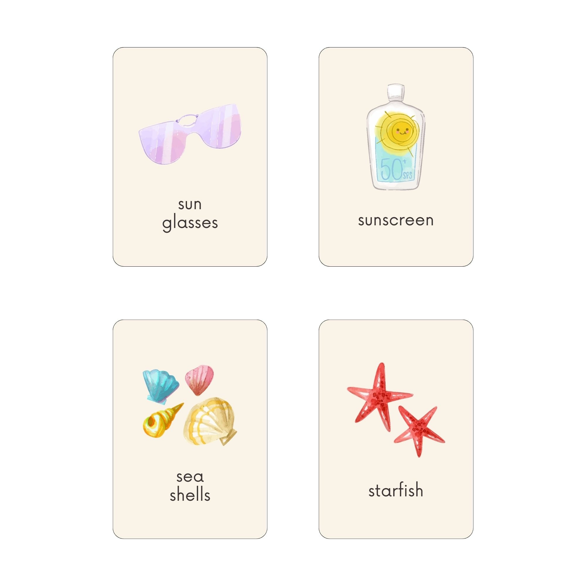 Printable Beach Days Flash Cards, Classroom Decor, Toddlers Preschool ...