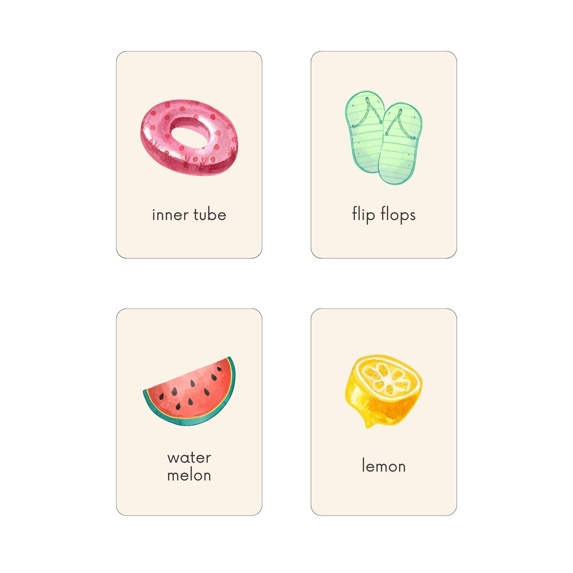 Printable Beach Days Flash Cards, Classroom Decor, Toddlers Preschool ...