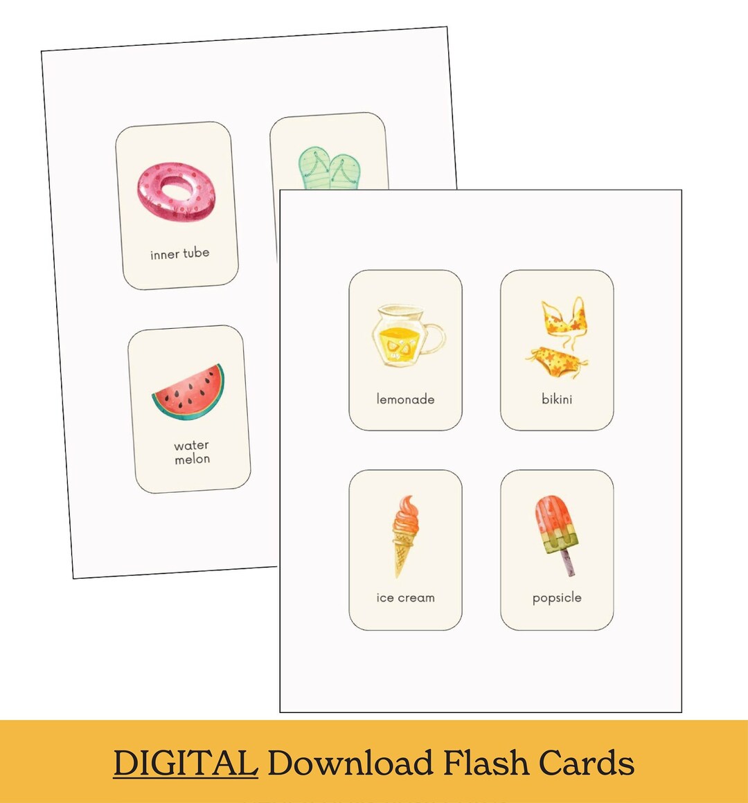 Printable Beach Days Flash Cards, Classroom Decor, Toddlers Preschool ...