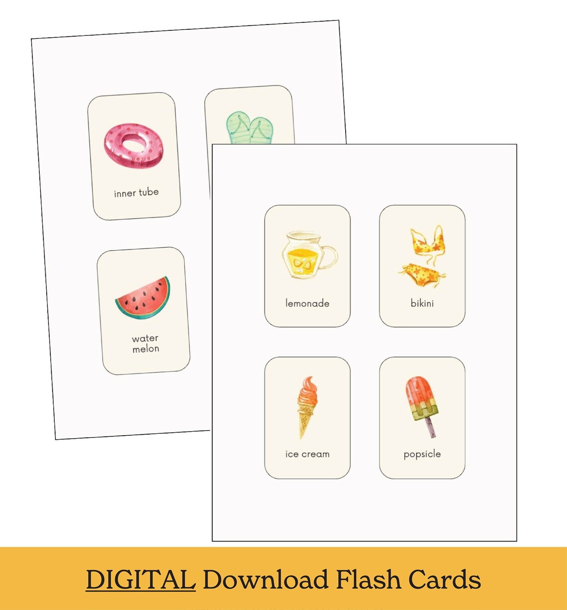 Printable Beach Days Flash Cards, Classroom Decor, Toddlers Preschool ...