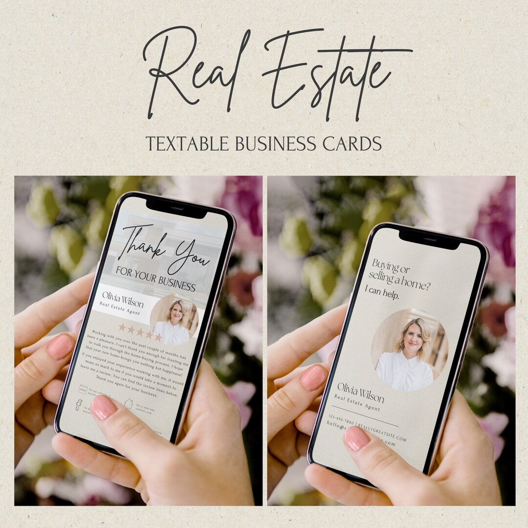 Digital Business Card Bundle | Textable Real Estate Cards | Real Estate ...