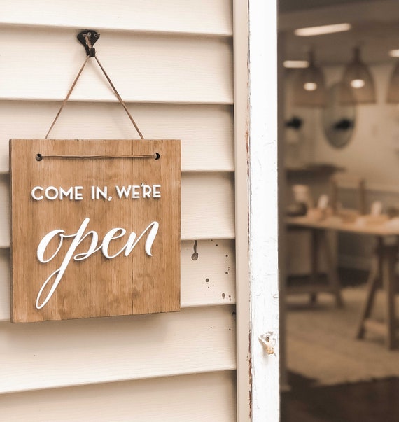 Door Hangers Reversible 'Open and Closed' Shop Door Sign Cafes Welcome ...
