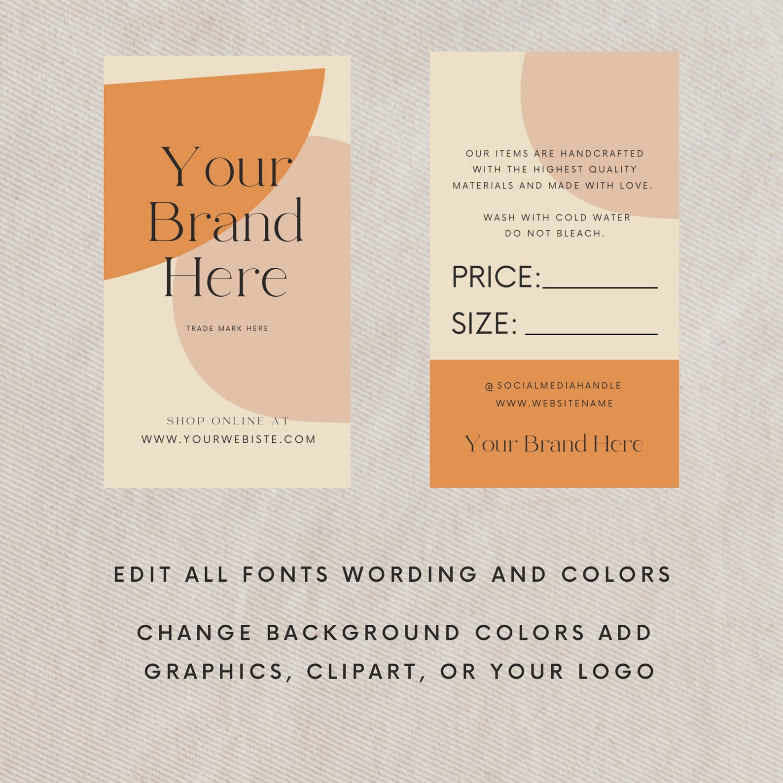 Editable Hanging Tags Template, Printable Fashion Label Template ...