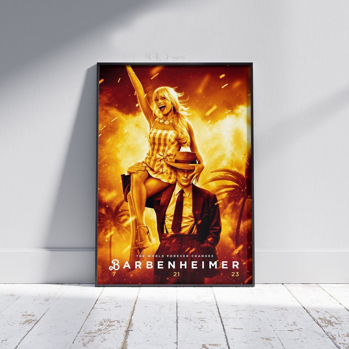 Barbenheimer Movie Poster Design, Robbie And Cillian Art