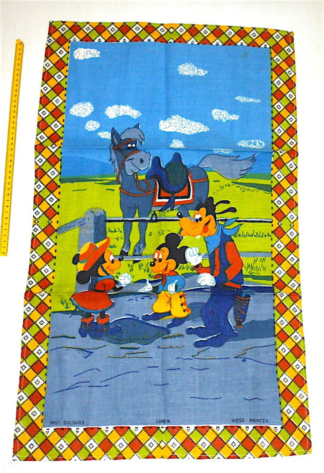GOOFY MICKEY MOUSE Walt Disney 70s Linen Kitchen Towel, New, Splendid ...