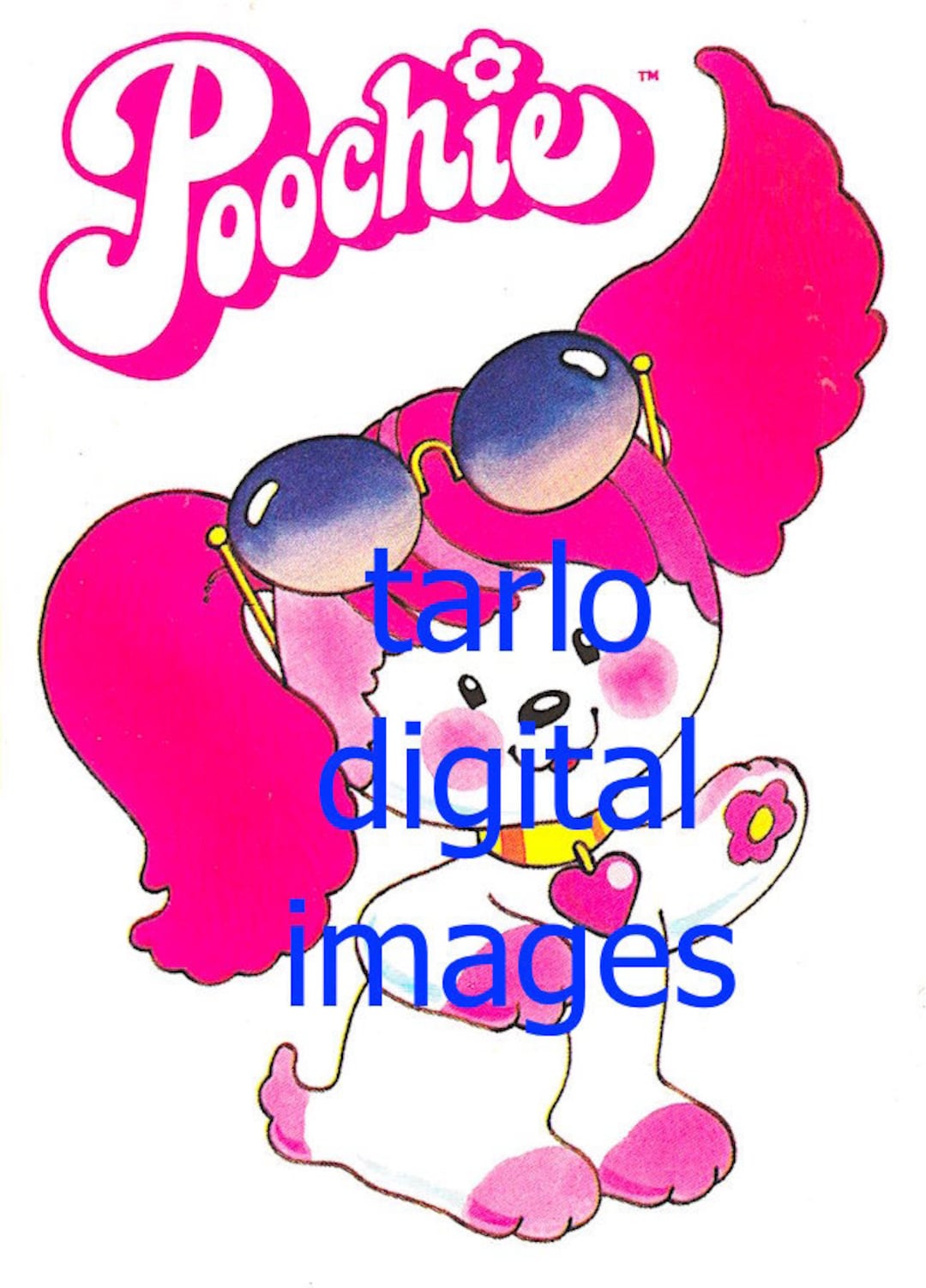 POOCHIE 80s Pink Dog- Kawaii Digital Editable JPEG - 231KB - Printable ...