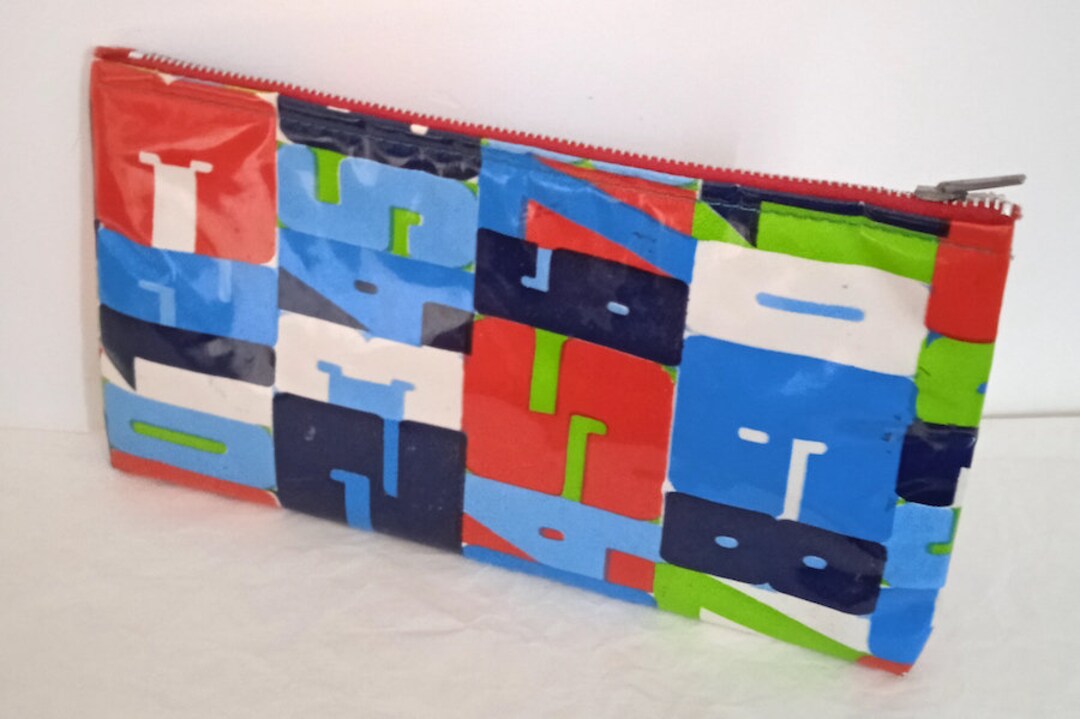 NUMBERS 80s Italy Clutch Bag Make-up Sachet Soft Pop Art Colorful Waxed ...