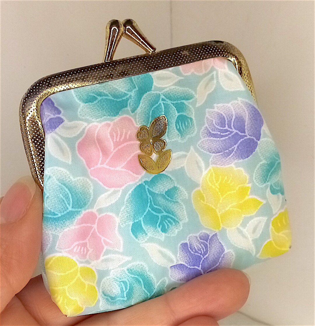 80s Plastic Coin Purse With Pastel Kawaii Floral Motifs Vintage Coin ...