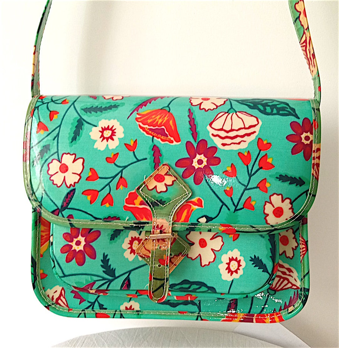 NAJ OLEARI 80s Italy Original Postman Bag Super Cute Green + Flowers ...