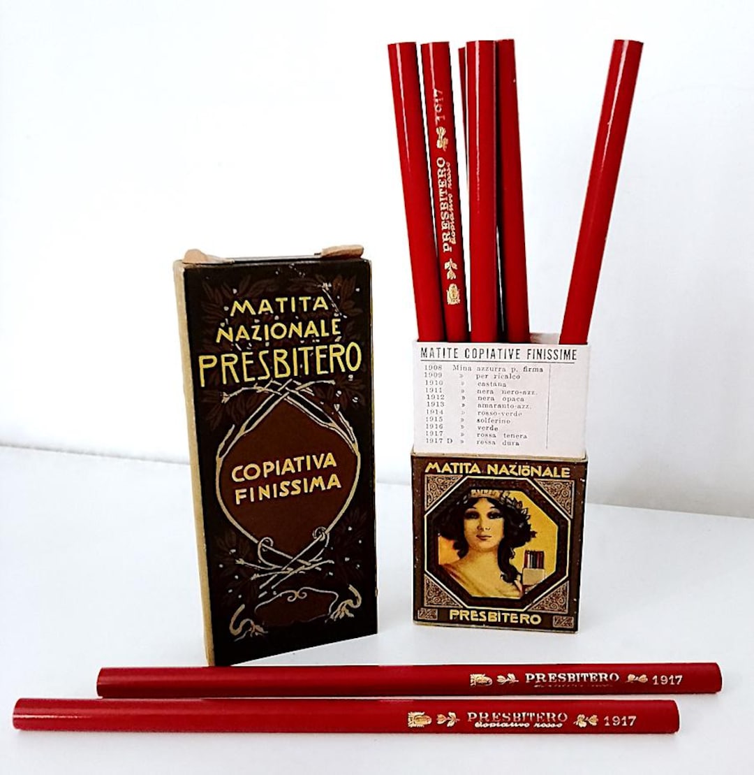 PRESBITERO National Pencil 30s Italy Art Deco Box With 8 Copying ...