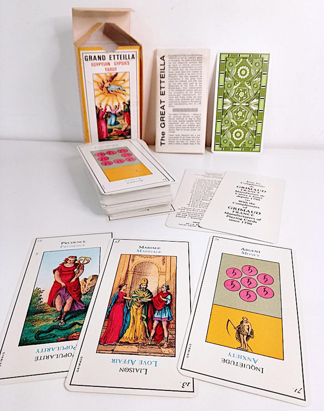 GRAND ETTEILLA Egyptian Gypsies Tarot 1977 Grimaud Full Box 78 Tarot ...