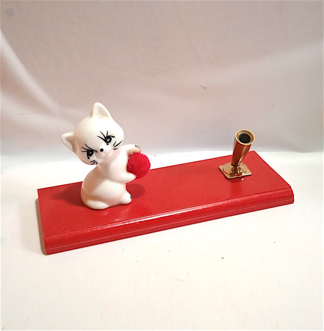 Beautiful Stylus Pen Holder With Ceramic Cat Super Kawaii 70s - Etsy
