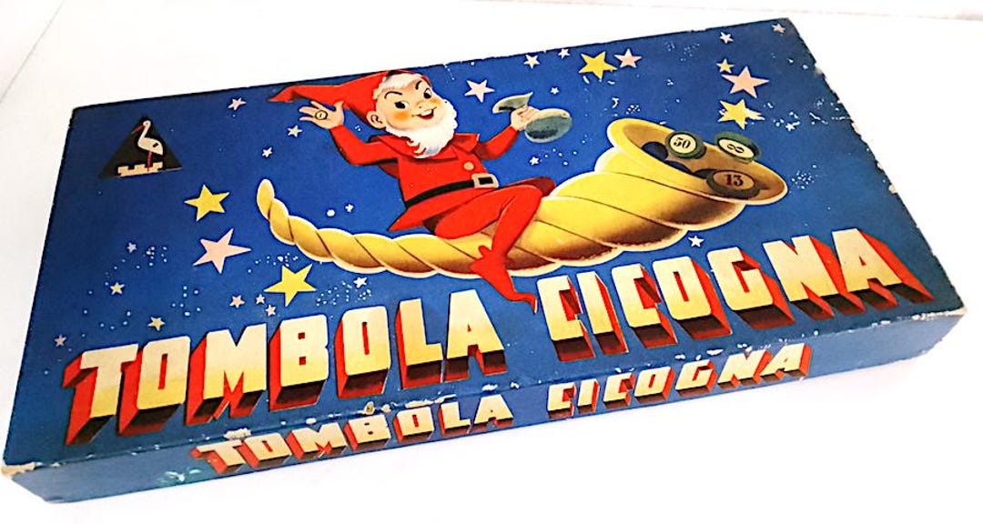 TOMBOLA CICOGNA 50s Italy Table Game Christmas Dwarf Elf Super Cute ...