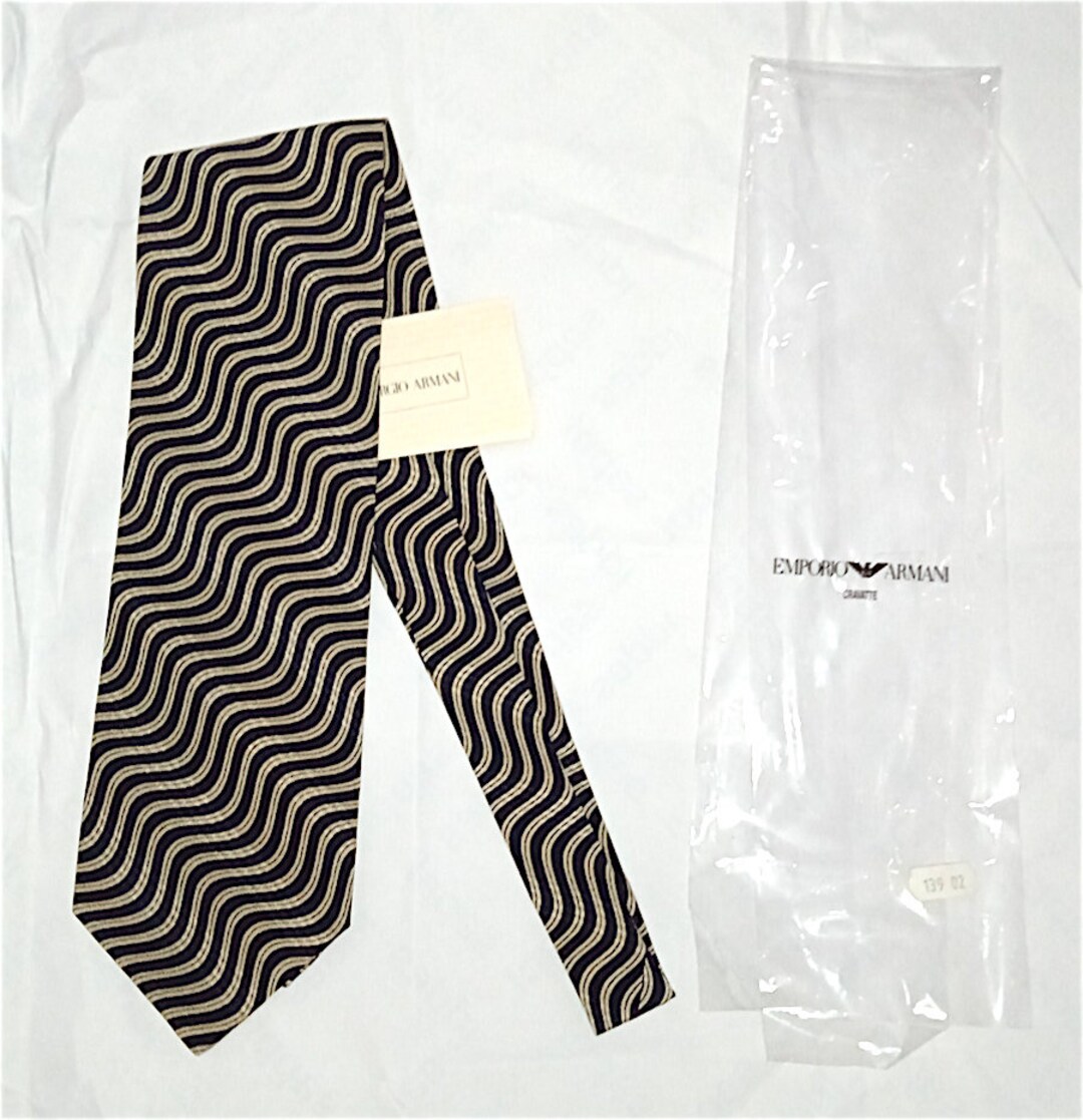 GIORGIO ARMANI 80s Italy Luxury Waves Necktie Satin Mint Tie With Waves in Pure Silk, New With ...